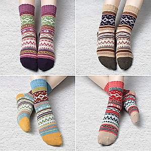 Womens Socks Winter Wool Socks Cozy Knit Warm Winter Socks for mountain climbing, Skiing and Christmas Gifts