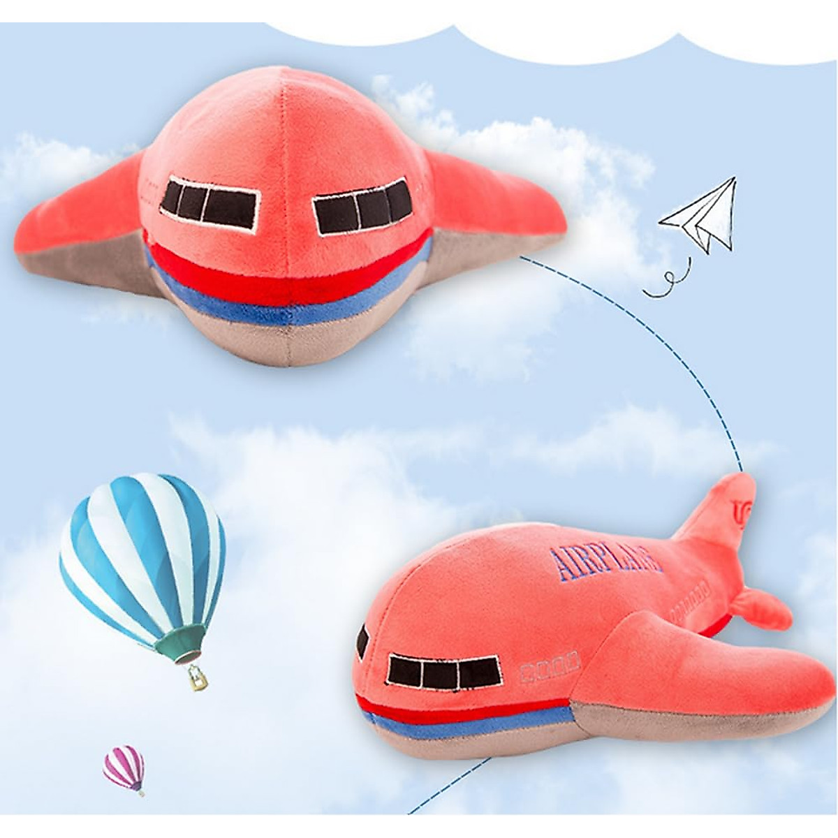 NatureMan 15.7" Airplane Plush Stuffed Toys Aircraft Plush Pillow Model Plane Toys,Children's Room Decoration for Kids (Pink)
