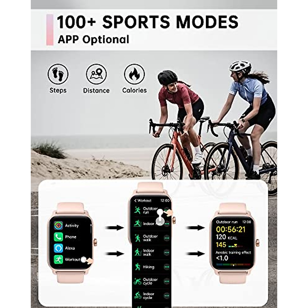 Smart Watch for Women, Answer Make Call, Alexa Built-in, 1.8" Touch Screen Fitness Tracker with 100+ Sport Modes, Heart Rate Blood Oxygen Sleep Monitor, IP68 Waterproof watch for iPhone Android