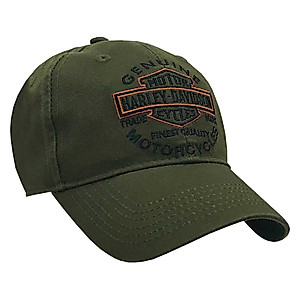 Harley-Davidson Men's Embroidered Long Bar & Shield Baseball Cap, Olive