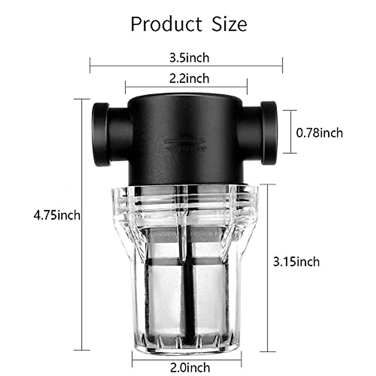 1/2" Sediment Filter Attachment Water Filter T Strainer with 80Mesh Filter Screen Plastic Inline Hose Filter Twist-On Pipe Strainer for Municipal Water,Garden Hose,RV