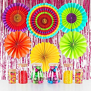 Super Z Outlet 12 Paper Fan Mexican Fiesta/Cinco De Mayo /Carnival/ Taco Tuesday Kids Party Hanging Decoration Supplies