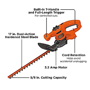 BLACK+DECKER Electric Hedge Trimmer, 17-Inch (BEHT150)
