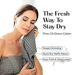 SUTERA - Wash Towels Extra Absorbent Silverthread Washcloths Set - Pack of 4 Grey - 100% CA-Grown Cotton - Luxury Soft Durable Quick Drying Fabric Bathroom Face Cloths