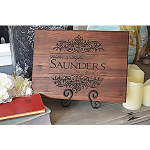 Personalized Wood Cutting Board Engraved with Family Name and Established Date | Perfect Customized Wedding Gifts For Couples Housewarming Gift or Mothers Day Gifts