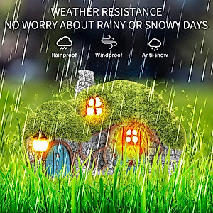 Garden Statues Outdoor Decor - Solar Fairy Houses Figurine Lights for Garden Yard Decor, 2 Pack