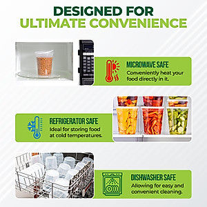 Deli Soup Quart Containers with Lids [32 Oz - 48 Pack], Plastic Food Freezer Storage Containers with Lids, Disposable Heavy Duty Microwavable Airtight To Go Takeaway Take Out Containers Cups With Lids