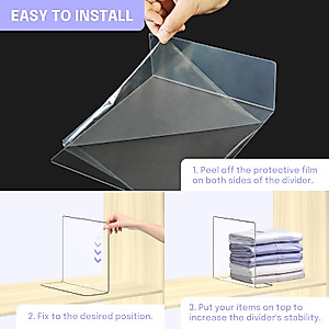 Jogori Shelf Dividers for Closet Organization: Durable Clear Acrylic Divider Organizer for Shelves - Vertical Adjustable Shelving Separators for Clothing Purse