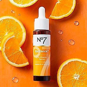 No7 Radiance+ 15% Vitamin C Serum - Face Serum for Glowing Skin - Re-energizing Vitamin C Facial Serum for Dull Skin - Skin Care Serum for Daily Use (0.84 oz)
