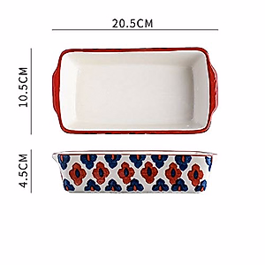 OSKOURW Soup Bowls Ceramic Plate Hand-Painted,Ware Bowl Baking Dishes Pizza Tray Western Food Plate Steak Salad Dishes Dinnerware Oven Rice Bowl (Color : 4)