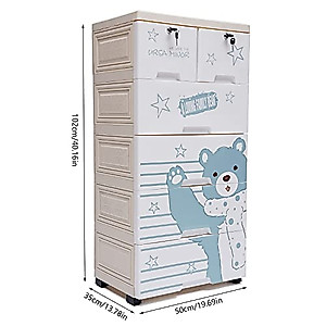 Plastic Drawers Dresser, Storage Cabinet with 6 Drawers, Closet Drawers Tall Dresser Organizer for Clothes,Playroom,Bedroom Furniture, 5 Wheels, 2 Locks, 66lbs Load Capacity (White - Polar Bear)