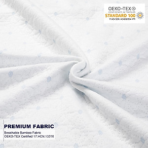 Ferlizer 3 Inch Twin XL Mattress Topper Cover, Bamboo Zippered Cover for Mattress Topper, Twin Extra Long Adjustable Straps, Removable and Washable