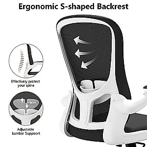 Ergonomic Office Chair, Comfort Swivel Home Office Task Chair, Breathable Mesh Desk Chair, Lumbar Support Computer Chair with Flip-up Arms and Adjustable Height