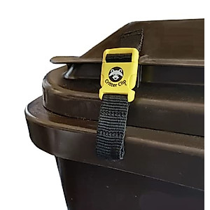 Critter Clip Universal Lid Locking System for Outdoor Garbage Cans to Stop Raccoons, Pets and Wind. Simple to Install Kit, Heavy Duty Lid Lock, Easy Single Hand Release.