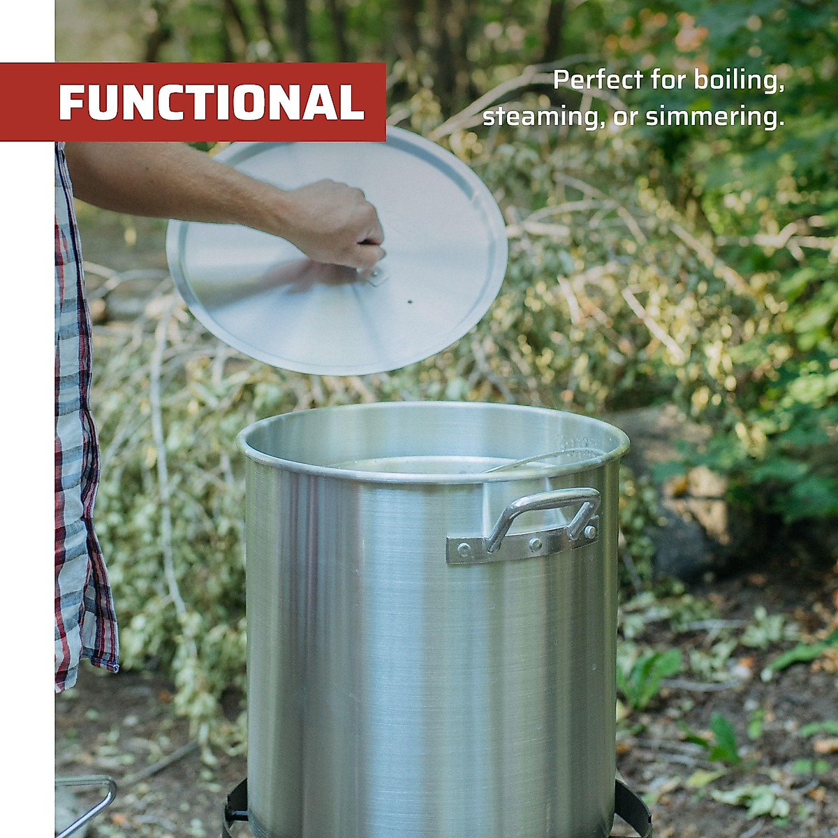 Camp Chef Aluminum Pot & Basket - Includes Lid, Basket & Removal Hook - Perfect for Boiling, Simmering & Steaming - Easy-to-Clean Cooking Pot - 32 Quart Pot