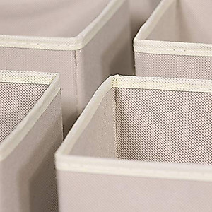 DIOMMELL 6 Pack Foldable Cloth Storage Box Closet Dresser Drawer Organizer Fabric Baskets Bins Containers Divider for Clothes Underwear Bras Socks Lingerie Clothing,Beige 060