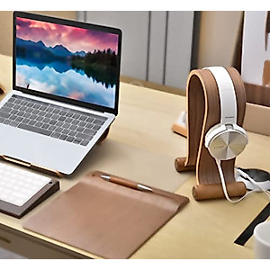 SAMDI Wood Headphone Stand, Headphones Hanger Holder Mount Omega Compatible for Sony, Bose, Shure, Jabra, JBL, AKG Gaming Headphones Display et. (Walnut)