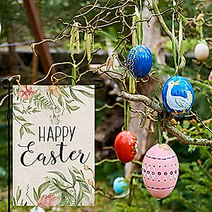 CROWNED BEAUTY Happy Easter Garden Flag Floral 12×18 Inch Double Sided Outside Vertical Holiday Yard Decor