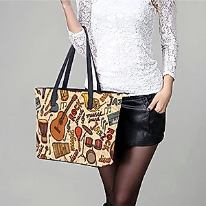 Womens Handbag Musical Patterns Leather Tote Bag Top Handle Satchel Bags For Lady