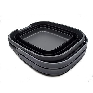 SAMMART 10L (2.6 Gallon) Collapsible Rectangular Handy Basket/Bucket (Grey/Black (Set of 2))