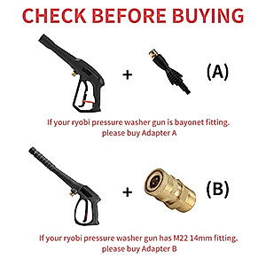 PWACCS Pressure Washer Gun Adapter Kit – Power Washer Gun Fittings with 1/4" Quick Connect Socket – 5 Spray Nozzles Include – Compatible with Ryobi, Powerclean, Portland and Husky