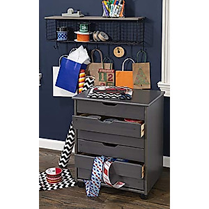 Linon Home Decor Products Corinne Six Drawer Wide, Grey Rolling Cart