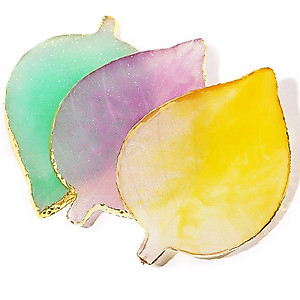 ccHuDE 1 Pcs Leaf Resin Nail Art Palette Painting Makeup Palette Tray Cosmetic Nail Gel Polish Colors Mixing Pallet Blue