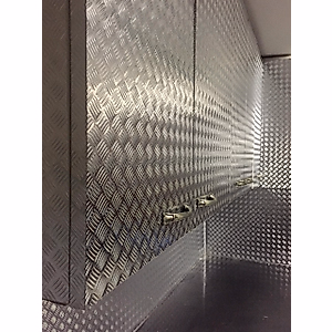 Industrial Utility Diamond Plate Metallic Chrome Finish Vinyl Wrap Silver 17.8 Inches x 6.5 Feet Sheet Adhesive Roll for Shelves Walls Flooring