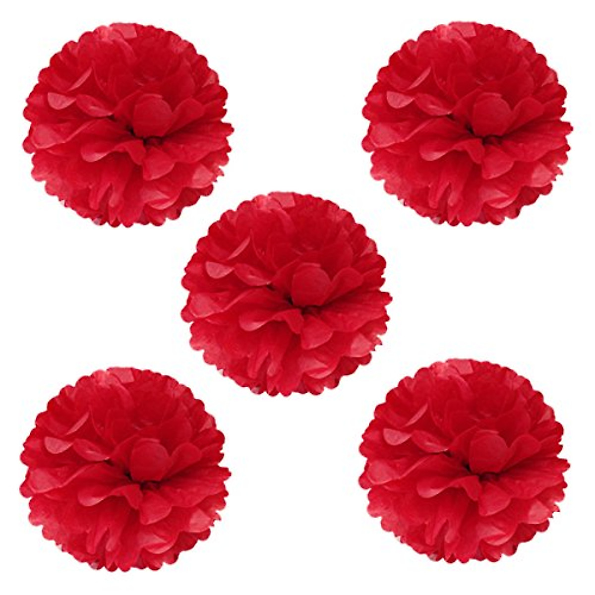 Wrapables 8" Set of 5 Tissue Pom Poms Party Decorations for Weddings, Birthday Parties Baby Showers and Nursery Décor, Red