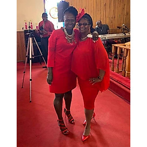 Women's Plus Size Flare Sleeve Bodycon Business Scuba Sheath Dress Red 22W