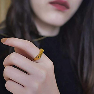 Jude Jewelers 4mm Stainless Steel Stackable Geometrical Shape Wedding Band Ring (Gold, 8)