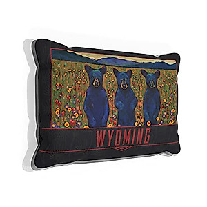 Wyoming Three Little Bears Canvas Throw Pillow for Couch or Sofa at Home & Office from Oil Painting by Artist Kari Lehr 13" x 19".