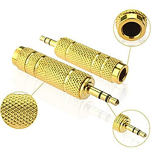 iMBAPrice Premium Adapter Stereo Gold Plug 3.5mm M to 1/4" F Adapter Metal - 3.5mm Stereo Plug to 6.35mm (1/4 Inch) Stereo Jack Adaptor - Gold Plated