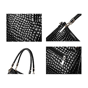 SMALL BLUE Women Synthetic PU Leather Tote Hobo Shoulder Hit the color Crossbody Bag Large capacity Clutches Satchels-Black