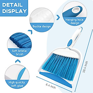 Broom Dustpan Brush Small Dust pan : Mini Broom and Dustpan Set Small Dust pan and Brush Set Whisk Broom and Dustpan Set Small Broom and Dust pan Set Small Dust pan for Desk, Home,Tent (Blue 2pcs)