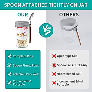 GUUTRY Overnight Oats Containers with lids and Spoons: 24 Oz Mason Jars for Overnight Oats - 2 Pack Glass Food Storage Containers for Oatmeal - Meal Prep Container/Canning Jars/Food Jars & Canisters