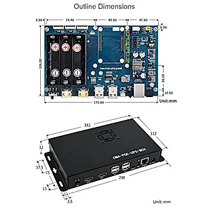 Waveshare PoE UPS Uninterruptible Power Supply Base Board/Mini-Computer Designed for Raspberry Pi Compute Module 4 Gigabit Ethernet Dual HDMI Quad USB2.0