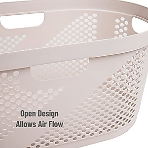 Mind Reader Basket Collection, Laundry Basket, 40 Liter (10kg/22lbs) Capacity, Cut Out Handles, Ventilated, 14.5"L x 23"W x 10.5"H, Ivory