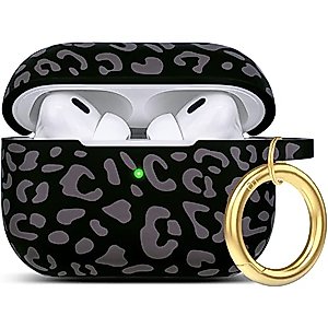 Leopard Silicone Airpods Pro 2 Case, Gawnock Soft Case Cover Flexible for Airpod Pro 2nd Generation Floral Print Cover for Women Girls with Keychain - Gray Leopard/Cheetah