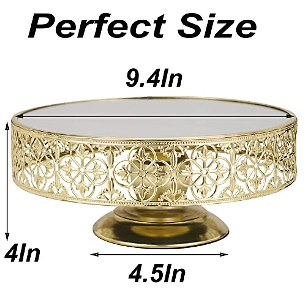 TRSPCWR Cake Stand, Gold Mirror Round Dessert Stand, 10inch Wedding Dessert Display Cake Stands, Metal Cake Plate Decor for Wedding Birthday Party