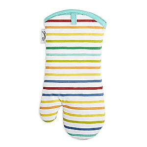 Fiesta Tropical Stripe Oven Mitt Set, 7"x13", Multicolor/Aqua/Yellow/Red/Blue, 2 Piece