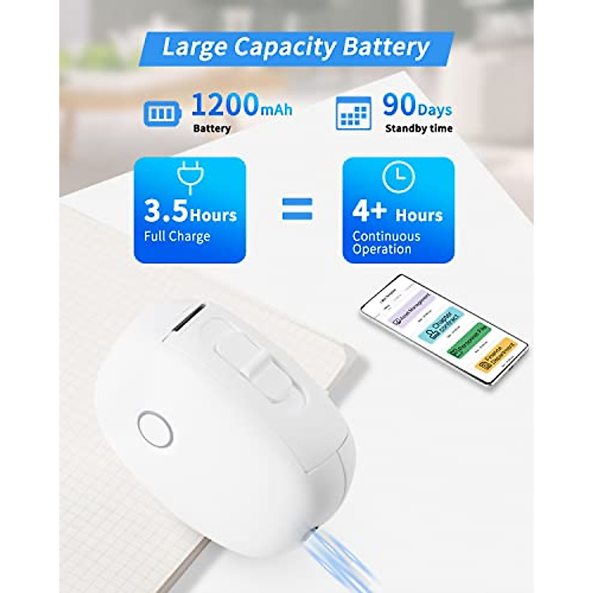iEager L13 Label Maker, Label Printer with Tape, Wireless Mini Label Printing Machine, Thermal High Speed Printing, White, Compatible with iOS & Android