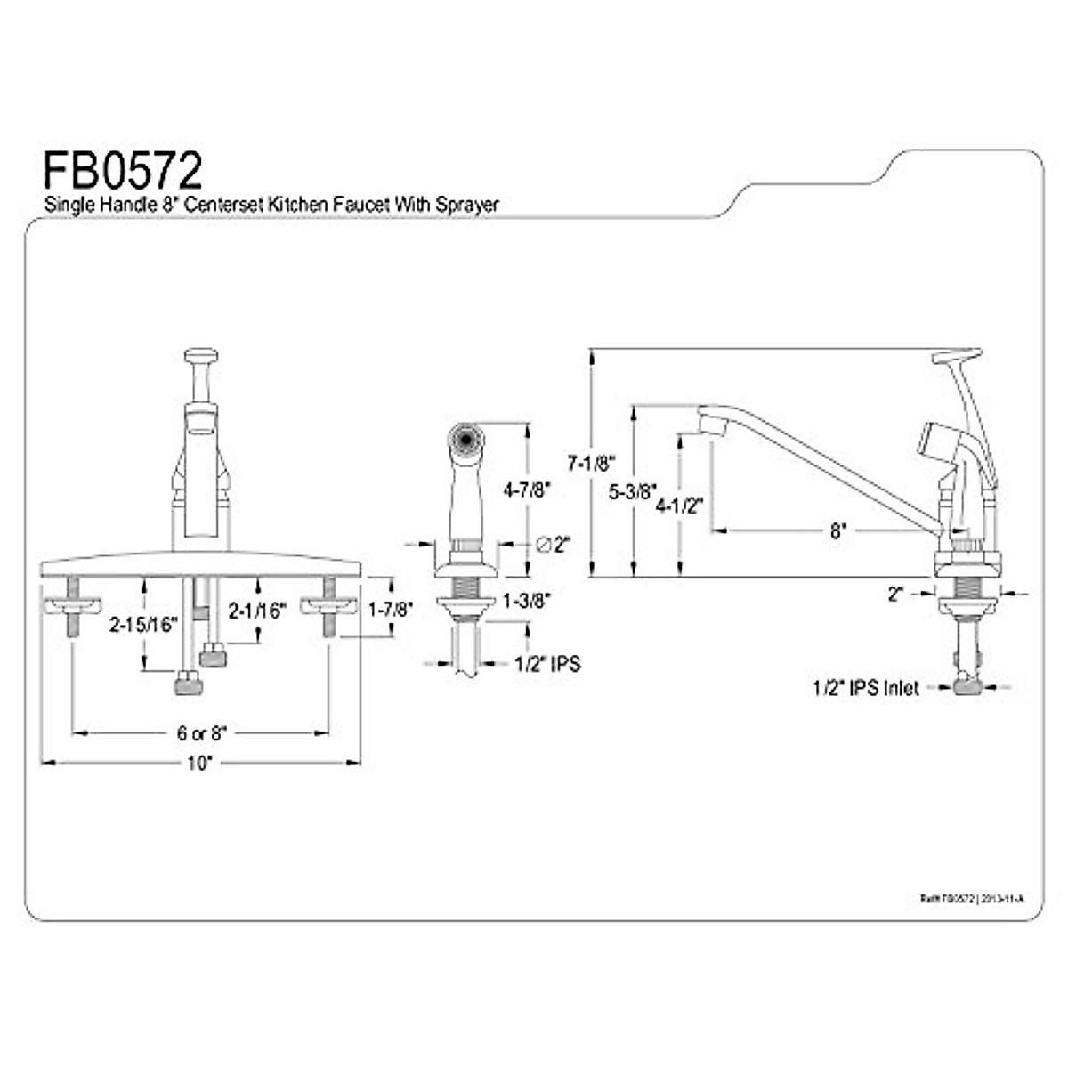 Kingston Brass FB0572 Columbia 8" Centerset Kitchen Faucet, 8-Inch in Spout Reach, Polished Chrome