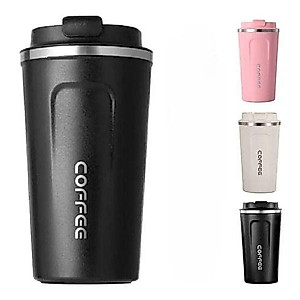 XENDER WORLD Coffee Travel Mug, 17 oz Insulated Tumbler Leakproof Lid Thermal Vaccum Mug Stainless Steel Double Wall Reusable Cup For Hot Cold Tea Drinks In Car Camping (Black)