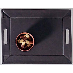 FreeForm Reversible Faux Leather Tray, Black/Taupe, 45x35cm