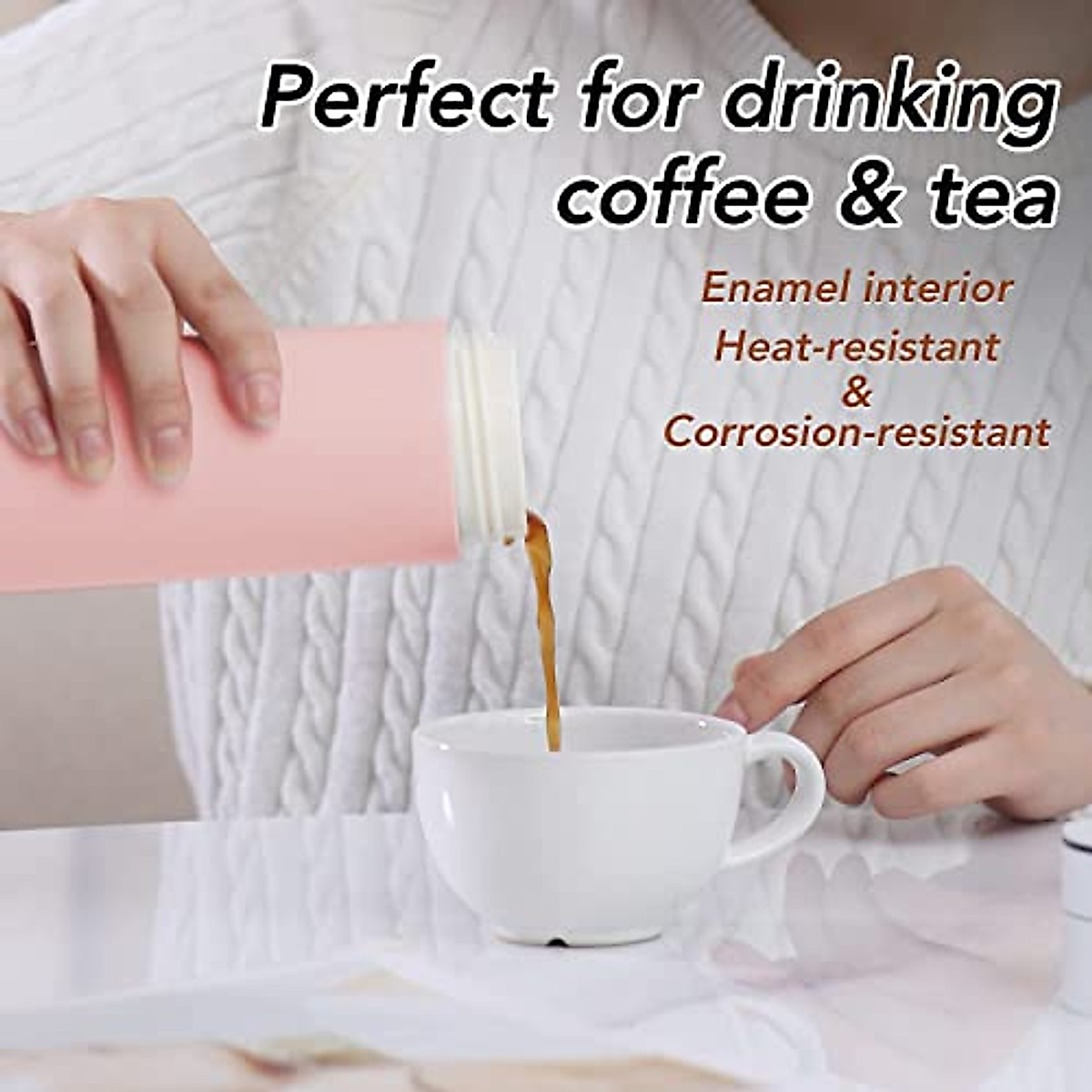 17PinHut Insulated Bottle Stainless Steel Vacuum Water Cup with Enamel Interior for Sports and Travel, 13.4 oz, Pink