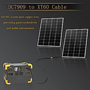 QIANRENON DC 7.9mm×0.9mm to XT60 Lithium Battery Charging Cable,DC 7909 Male to XT60 Female Solar Panel Connection Cable 12V-24V,14AWG,for Lithium Battery Pack,Portable Solar Generator,1.5m/4.9ft