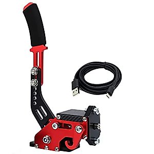 Obokidlyamor [Upgrade 4th GEN 3-IN-1 USB Handbrake Support T300RS/T300 Ferrari Compatible with PS5/PS4 + PC For Simracing Game Sim Rig with Clamp (For T300RS/T300/PS4/PS5 -Only Handbrake, Red)