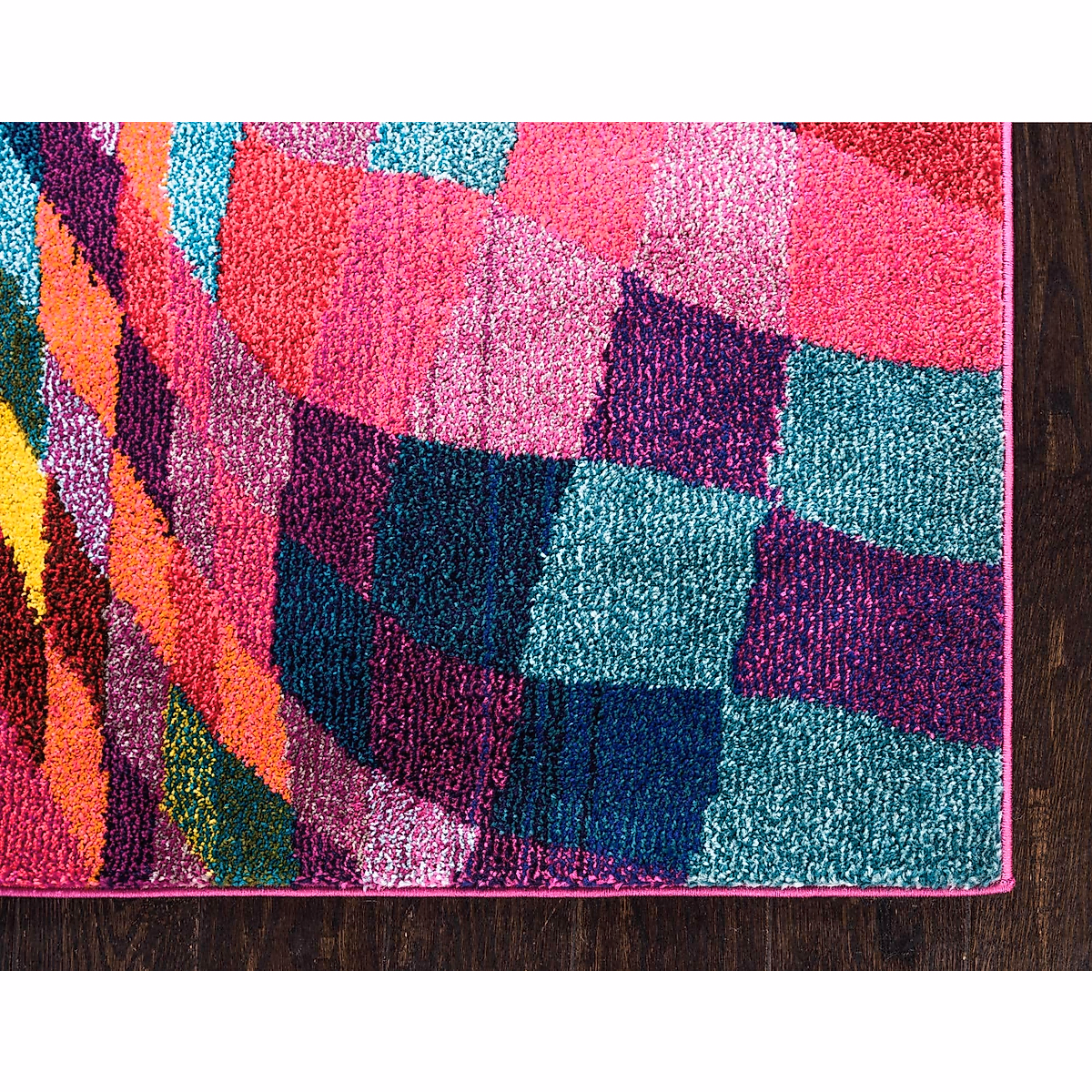 Unique Loom Estrella Collection Geometric, Abstract, Colorful, Modern, Eclectic Area Rug, 8 ft x 10 ft, Multi/Pink