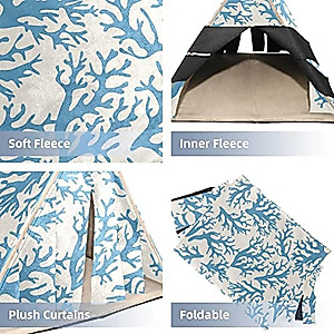 RATGDN Small Pet Hideout Blue Coral Hamster House Guinea Pig Playhouse for Dwarf Rabbits Hedgehogs Chinchillas